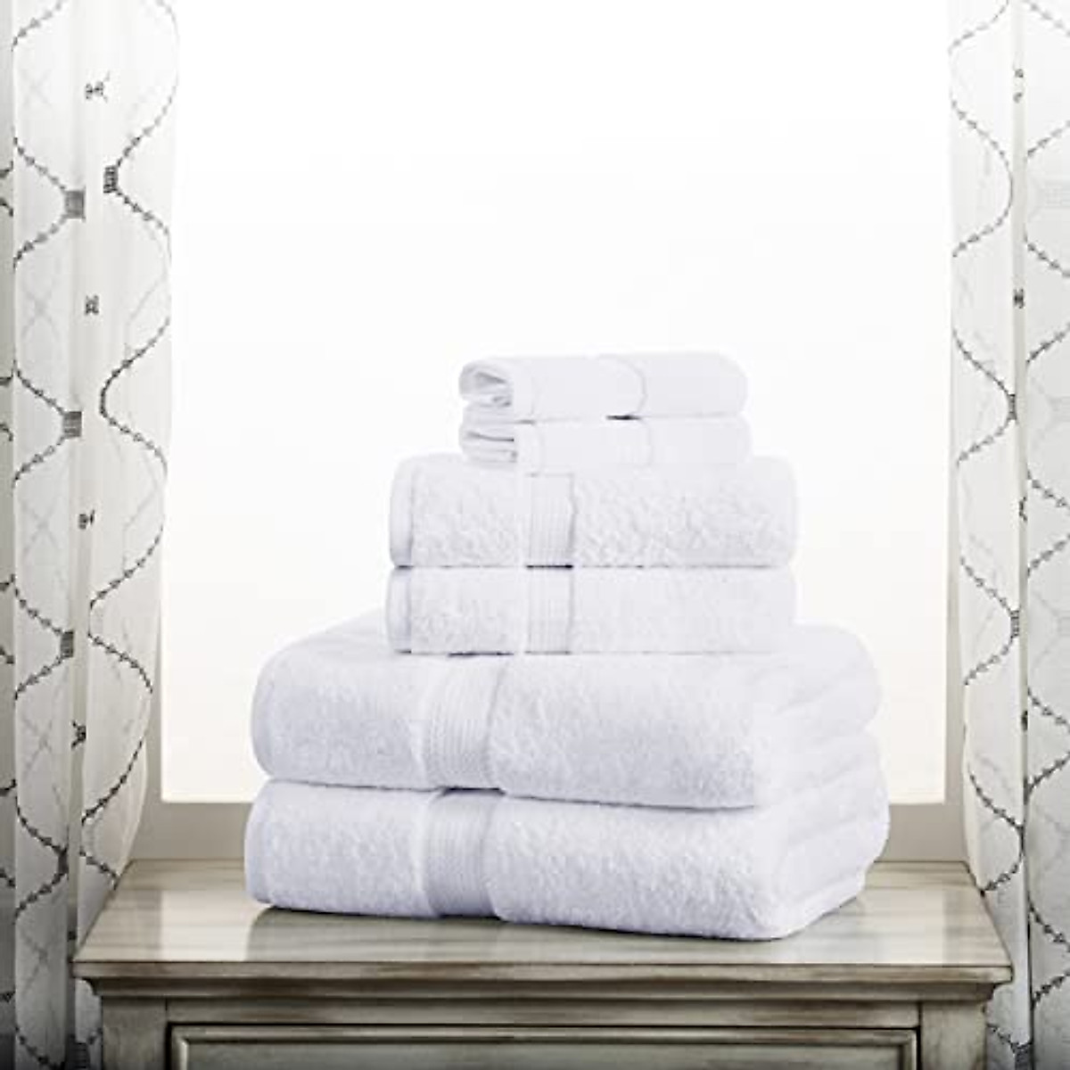 Superior Egyptian Cotton Pile 6 Piece Towel Set, Includes 2 Bath, 2 Hand, 2 Face Towels/Washcloths, Ultra Soft Luxury Towels, Thick Plush Essentials, Guest Bath, Spa, Hotel Bathroom, White