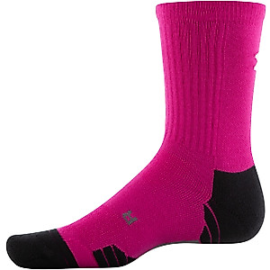 Under Armour Adult Team Crew Socks, 1-Pair, Tropic Pink/Black/White, Large