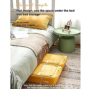 Easy Move Groceries Organizer Plastic Storage Bins Baskets for Clothes Shoes Blankets,Under Bed Lidded Storage Bins,Large Capacity Storage Box Containers with Wheels-Yellow 11l(11x9x6.6inch)