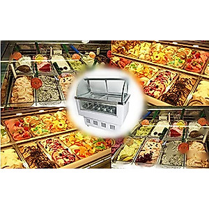 INTBUYING Commercial Hard Ice Cream Showcase 12 Pan Gelato Dipping Cabinet Freezer Display Case 110V