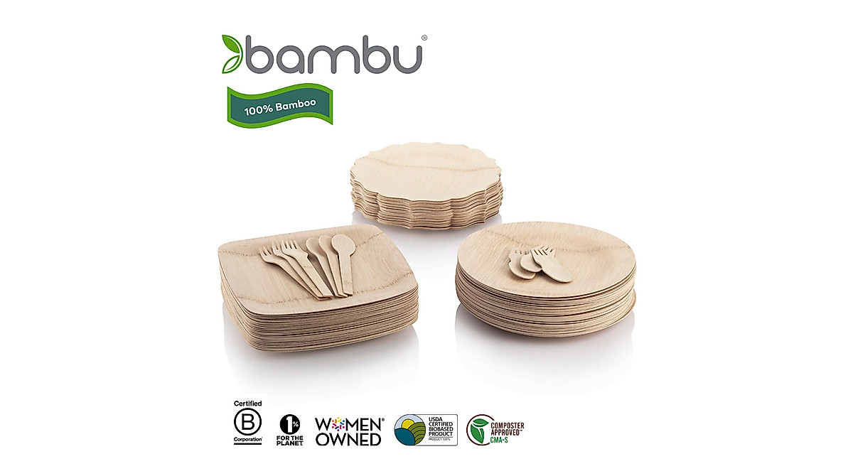 Bambu 9" Disposable Bamboo Plates - Eco-Friendly & Elegant