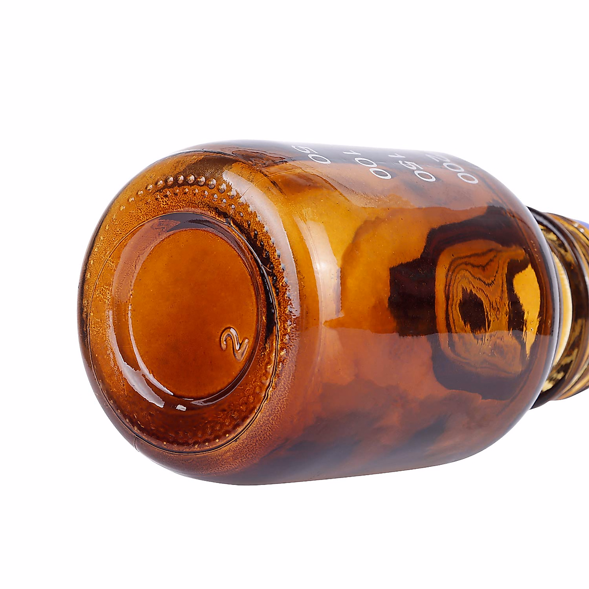 Pastein 10 Pieces Amber Glass 250 mL Graduated Round Lab Reagent Media/Storage Bottle With GL45 Blue Screw Cap