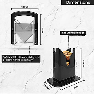 Slyce - Bagel Slicer, Bagel Cutter with Safety Shield and Safe Grip, Bagel Holder for Cutting Large and Small Bagels, Stainless Steel Blade (Black)