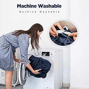 Homde Heated Electric Throw 50 Inch x 60 Inch Flannel Washable Blanket with 3-Heat Setting Auto-Off Controller for Bed or Couch (Double-Side Blue)