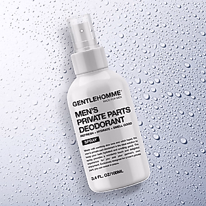 Gentlehomme - Men’s Private Parts Deodorant - Anti-Chaffing Balls Spray - Hydrating & Refreshing - Toner & Moisturizer - With Aloe Vera & Witch Hazel - All Skin Types - Vegan -Amber Leather Scent -4oz