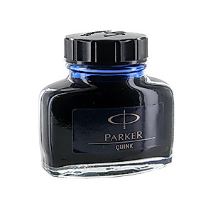 Parker Quink 2-oz Ink Bottle for Fountain Pens, Blue-Black Ink, 1 Bottle (3007100)