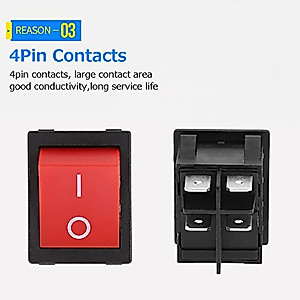 ON-Off 4 Pin Rocker Boat Switch,30A Welder Welding Machine 4-Pin Boat Type ON/OFF Rocker Switch,IP65 Waterproof and Dustproof(1PCS)