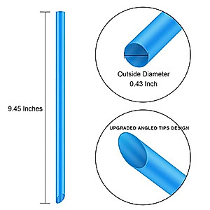 [Individually Wrapped] ANGLED TIPS 100 Pcs Disposable Jumbo Smoothie Straws & Boba Straws, Wide Multi Colors Milkshakes Plastic Drinking Straws, BPA FREE (9.45" Long and 0.43" Diameter)