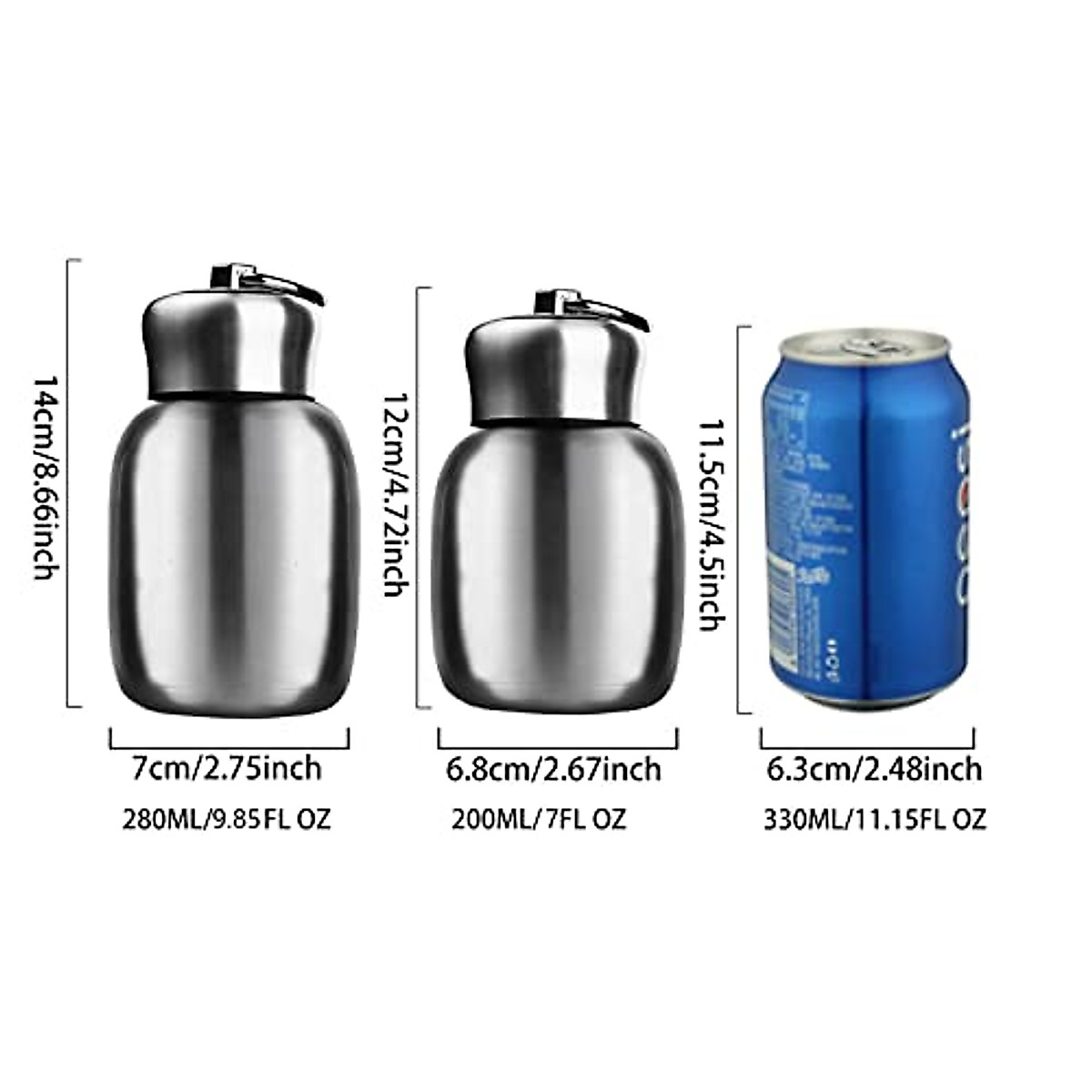 7oz/200mL Small Mini Vacuum Insulated Water Bottle Portable Leakproof Travel Mug Stainless Steel Cold and Hot Thermal Flask for Kids Children Women School Office Lunch Coffee Milk Tea (Original color)