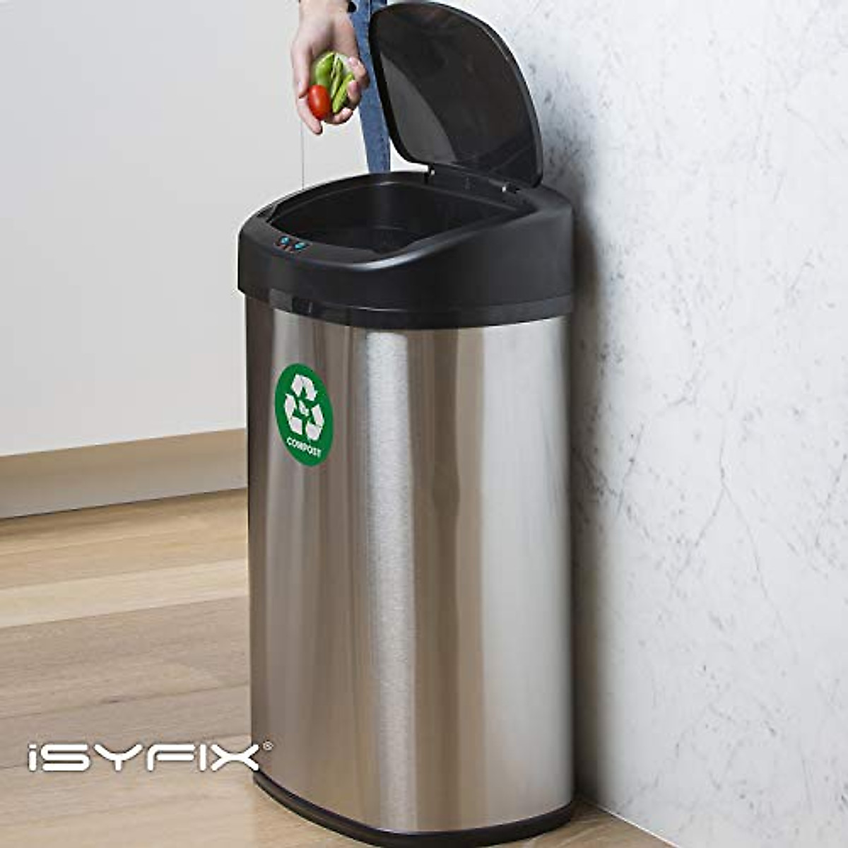 iSYFIX Compost Sticker for Trash Can Bins - 6 pack 5 inch – Premium Self-Adhesive Vinyl, Laminated for Weatherproof, UV Resistant, Perfect label stickers for containers, Ideal Sign for Kitchen, Office