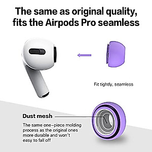 [4-Pairs] Ear Tips for Airpods Pro & Airpods Pro 2nd Generation Ear Tips (Silicone), WQNIDE Anti Slip Soft Silicone Airpods Pro Replacement Ear Tips Fit in The Charging Case (Black/White/Pink/Purple)