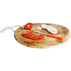 Father's Day Gifts Wooden Handmade Round Chopping Board Cutting Serving Board For Home Kitchen - 13 Inches Dia