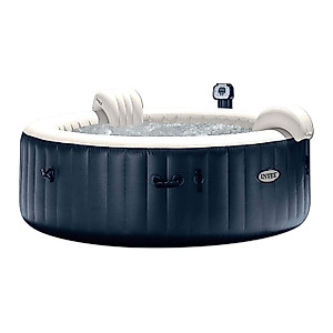 Intex 28409E PureSpa 6 Person Home Outdoor Inflatable Portable Heated Round Hot Tub Spa 85-inch x 28-inch with 170 Bubble Jets, Built in Heat Pump, and Drink Cup Holder Refreshment Tray (2 Pack)