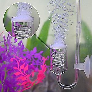 Senzeal Aquarium CO2 Diffuser Spiral Glass CO2 Diffuser Atomizer with Suction Cup for Fish Tank