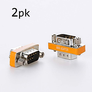 Arnorin DB9 Null Modem Adapter Male to Male Slimline Data Transfer Serial Port Adapter 2 Pack