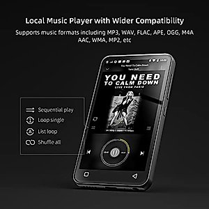 MP3 Player with Bluetooth and WiFi, 4" Full Touch Screen MP4 MP3 Player with Spotify, Android Streaming Music Player with Pandora, Portable HiFi Sound Walkman Digital Audio Player with Speaker (Grey)