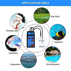 Digital Tester Portable Salinity Temp Meter Online with Replaceable Probe for Aquarium Swimming Pool Lab Drinking Water