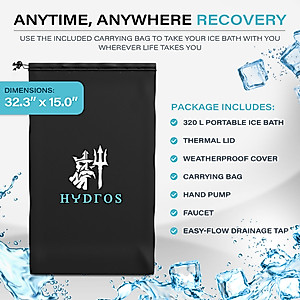 HYDROS Portable Cold Plunge Tub - Portable Ice Bath Tub For Athletes - Easy to Assemble Ice Plunge Bath - 3 Thermal Insulated Layers + Drain Tap - Ice Baths at Home - Ice Pod, Large Cold Therapy Bath