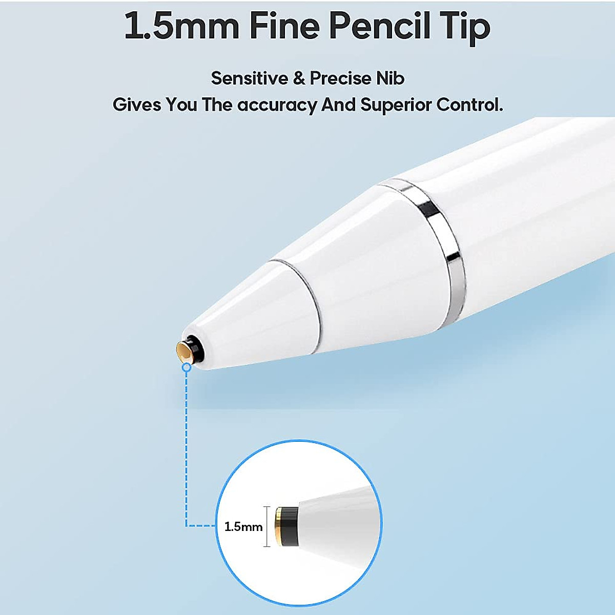 SLAUNT Stylus Pen for iOS Android Touch Screens Pencil Compatible with iPad/iPad Pro/Air/Mini/iPhone/Cellphone/Kindle/Apple Tablet Drawing Pencil (White)
