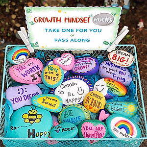 Simetufy 15 Pcs Rocks for Painting, River Rocks to Paint, 2"-3" Flat Painting Rocks, Smooth Rocks for Crafts, Natural Stones for DIY, Kindness Rocks Garden Decoration