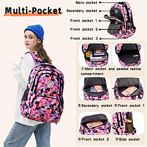 Bansusu Geometric Print Kids Backpack for Girls Boys School Bag Bookbags