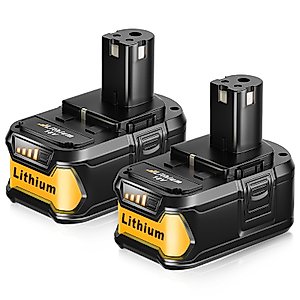 FERRYBOAT P108 Battery Replacement for Ryobi 18V Battery Rechargeable Lithium ion ONE + 6.0 Ah P103 P104 P105 P107 P102 P109 P190 P191 P122,2-Pack