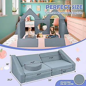 2024 New Modular Kids Play Couch, 12pcs Toddler Sofa Couch Building Fort, Versatile 300+DIY Creativing Playroom Bedroom Furniture for Toddlers. Convertible Kids Sofa and Cushion for Boys and Girls