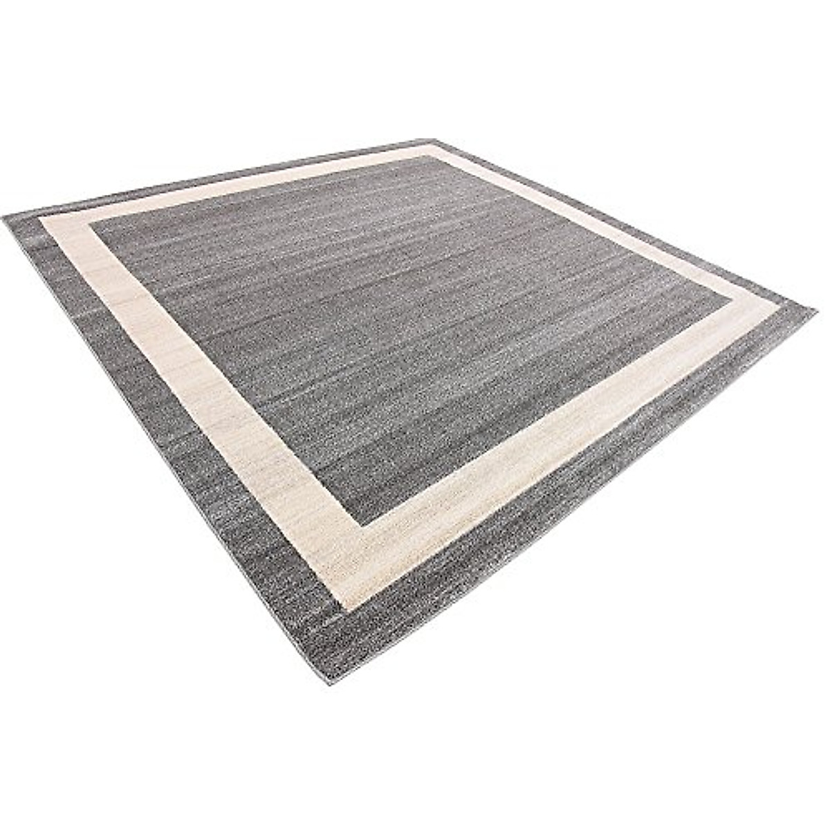 Unique Loom Del Mar Collection Area Rug-Transitional Inspired with Modern Contemporary Design, Square 8' 0" x 8' 0", Gray/Ivory