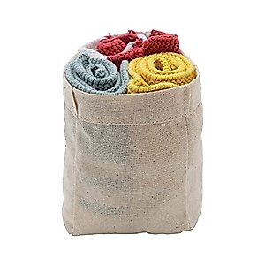 Creative Co-Op Square Knit Striped Cotton Bag, Set of 3 Dish Cloths, Multicolored 3