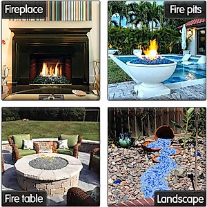Grisun Fire Glass with Drop-in Fire Pit Kit 18 x 18 Inch, Round Burner with Tray, Come with Upgraded Spark Ignition Kit for Gas Fire Pit, Fire Table