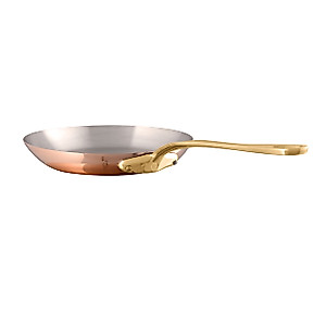 Mauviel M'200 B 2mm Polished Copper & Stainless Steel Frying Pan With Brass Handles, 10.24-in, Made In France