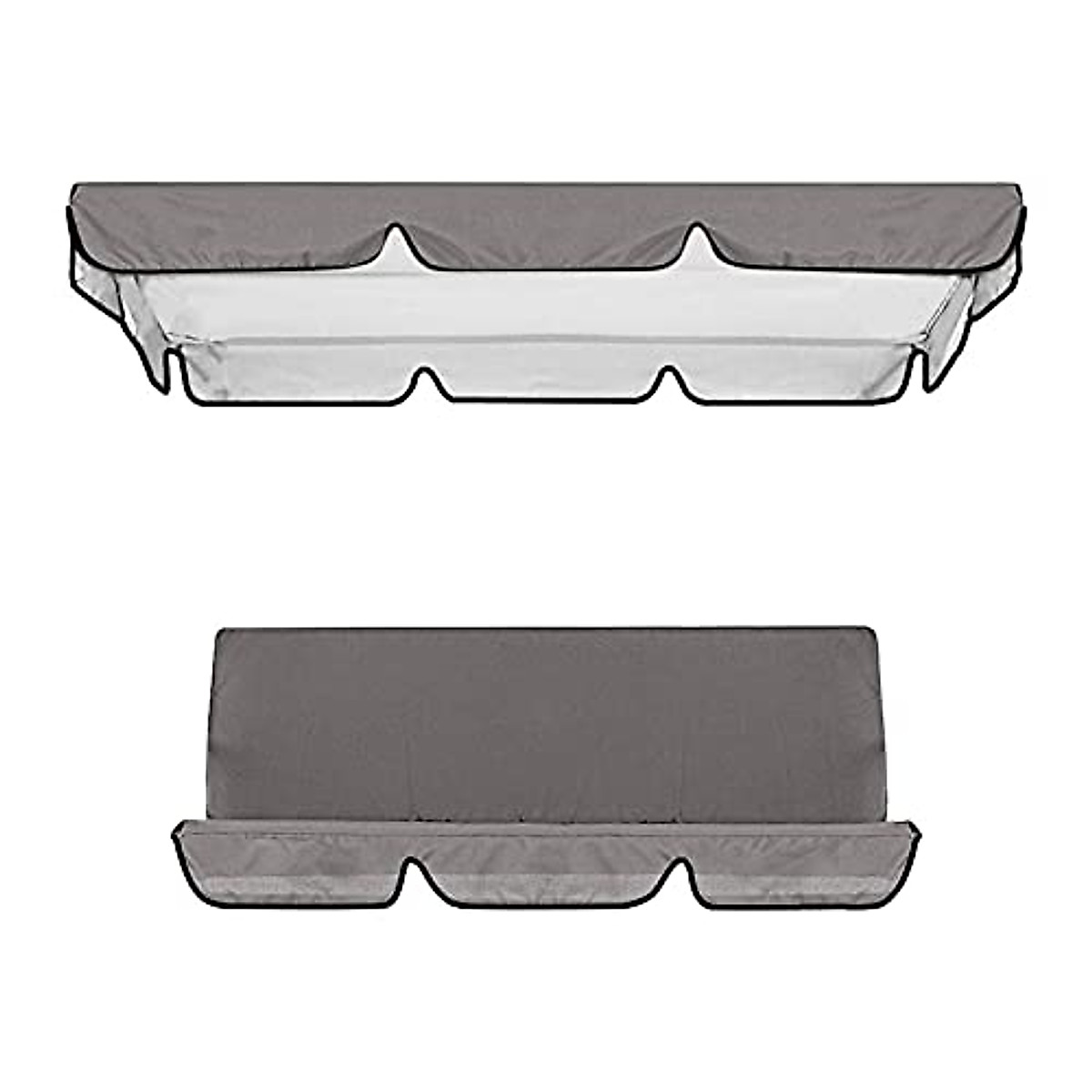 Patio Swing Canopy Replacement 3 Seat Cushion Cover Outdoor Swing Waterproof Cover Swing Protect Cover Replacement for Patio Garden Yard Sun Shade Porch (Gray, 195*125*15 cm)