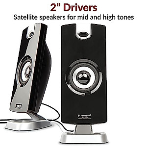 Cyber Acoustics 2.1 Subwoofer Speaker System with 18W of Power – Great for Music, Movies, Gaming, and Multimedia Computer Laptops (CA-3090)