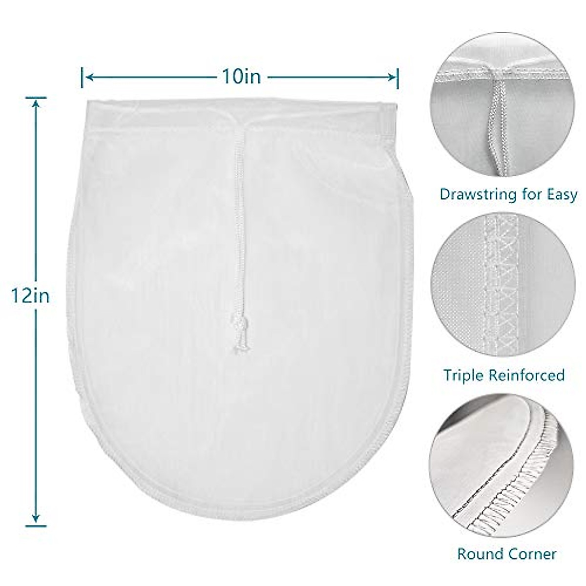 Nut Milk Bag Reusable 3 Pack 12" x 10" Cheesecloth Bags for Straining Almond/Soy Milk Greek Yogurt Strainer Milk Nut Bag for Cold Brew Coffee Tea Beer Juice Fine Nylon Mesh Cheese Cloth