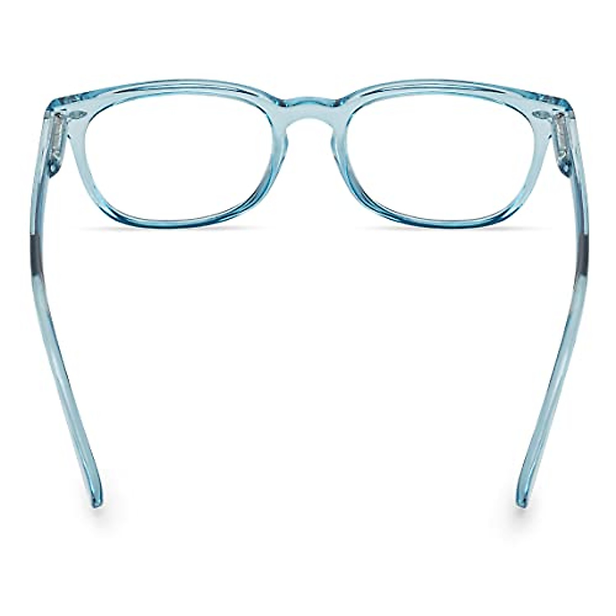 Rae Dunn "JUDY Blue Light Blocking Reading Glasses w/READ MORE Signature Font Microfiber Case (Crystal Dusty Blue, 2.0)
