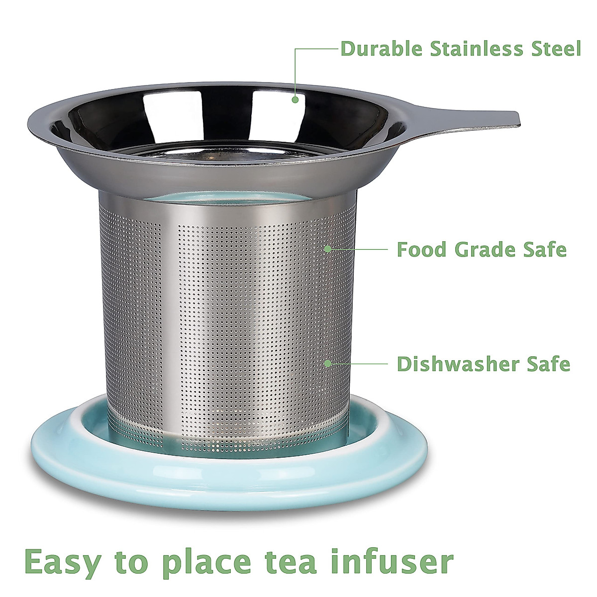 Sunddo Ceramic Tea Cup with Infuser and Lid for Loose Tea Sunflower Mug Tea Lovers Gifts for Women