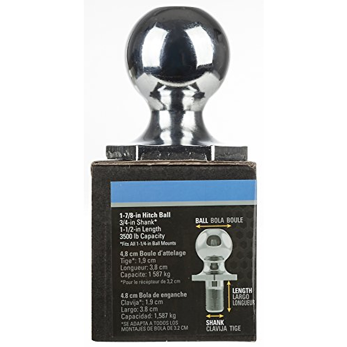 Reese Towpower 7071100 Carbon Forged 1-7/8" Chrome Interlock Hitch Ball , black