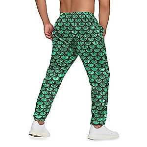 INZVKJLU Halloween Green Scales Mens Sweatpants 3D Print Jogger Pants Casual Sportswear