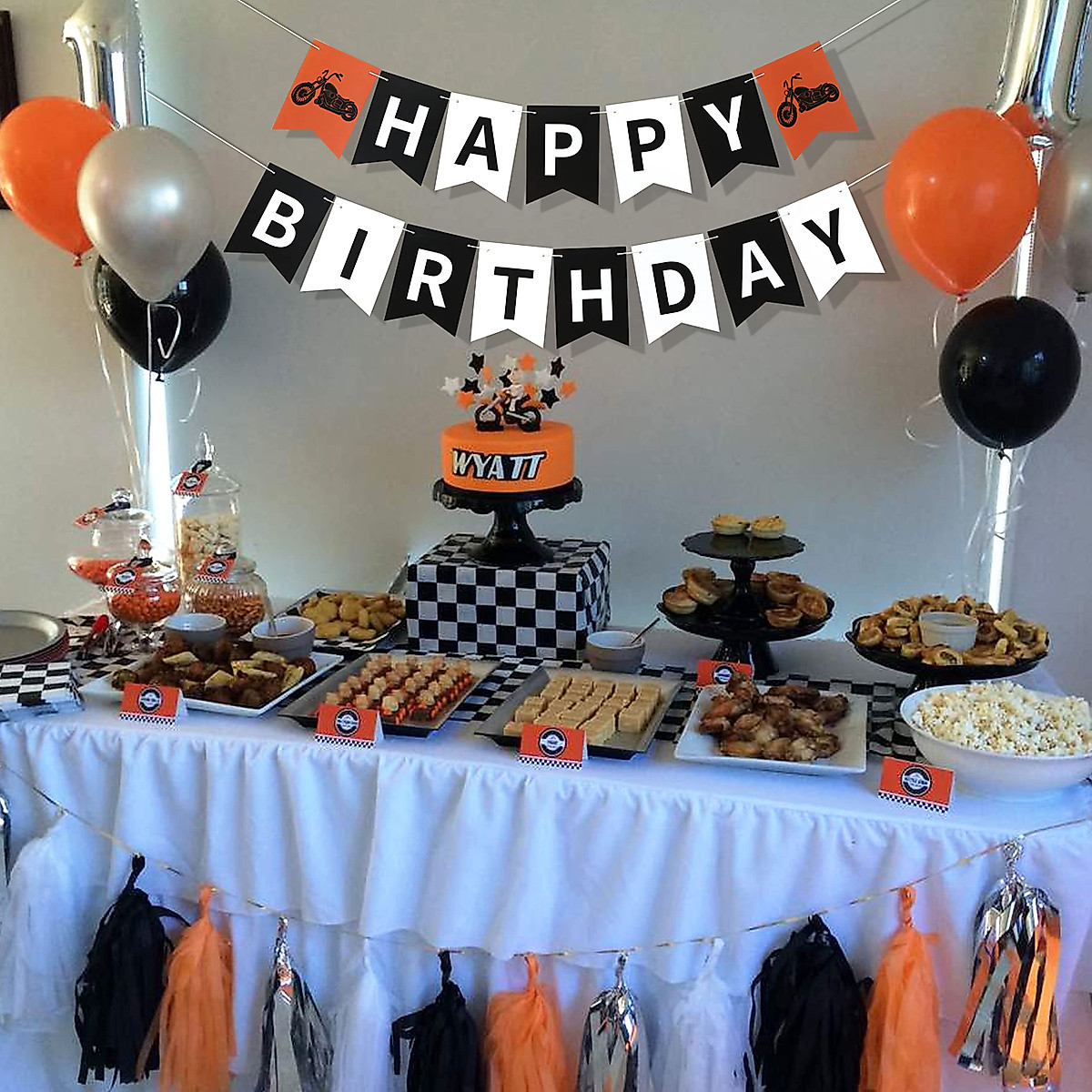 Motorcycle Birthday Banner - Harley Inspired Birthday Banner, Harley Party Decor, Motorcycle Party Decor