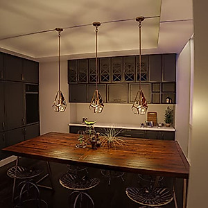 Kenroy Home 93891BAM Gemma 1 Light Pendant with Clear Glass with Burnished Antique Metal Finish, Rustic Style, 14" Height, 9.438" Width, 9.438" Depth