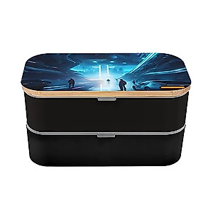 Science Fiction Future Adult Lunch Box, Bento Box, With Cutlery Set Of 3, 2 Compartments, Rectangular, Lunch Box For Adults