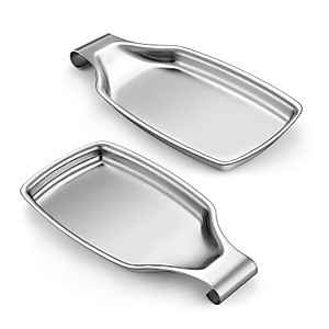 E-far Spoon Rest for Stove Top, 2-Piece Stainless Steel Spoon Holder for Kitchen Counter, Spatula Ladle Utensils Rest, Heavy Duty & Large Size, Dishwasher Safe(8.5 x 4.3 Inch)