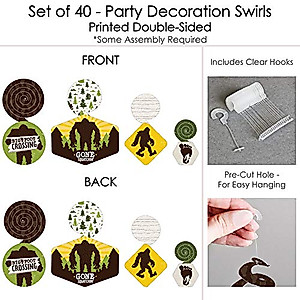 Big Dot of Happiness Sasquatch Crossing - Bigfoot Party or Birthday Party Hanging Decor - Party Decoration Swirls - Set of 40