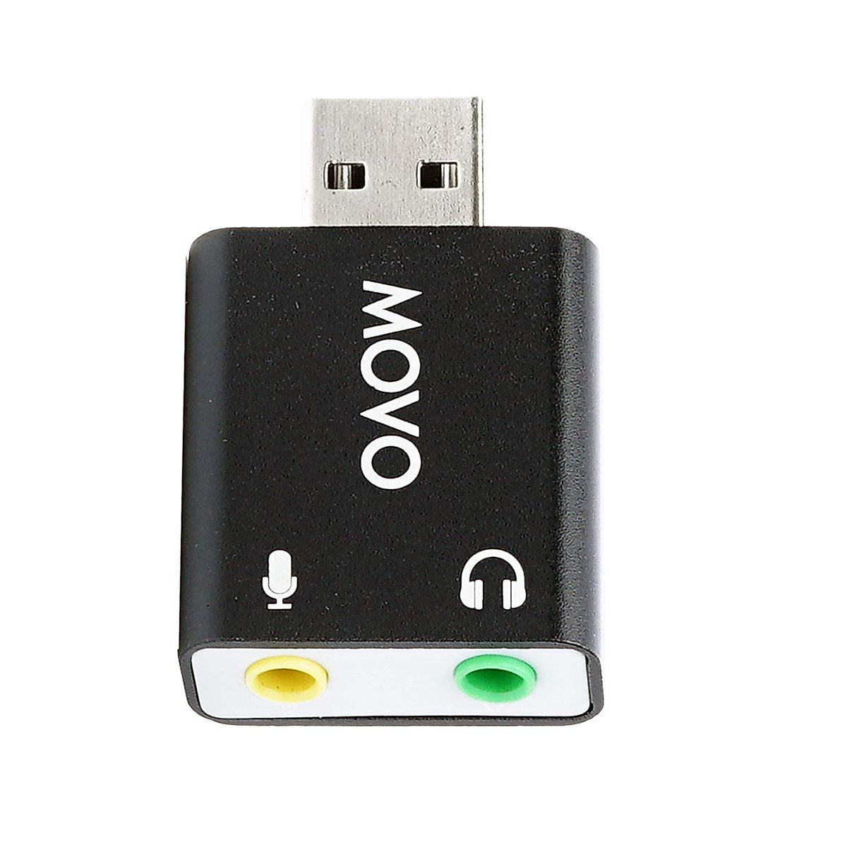 Movo USB-AC 3.5mm TRS Microphone to USB 2.0 Stereo Audio External Sound Card Adapter for PC and Mac. USB Sound Card Adapter for Computer or Laptop Convert USB Input to 3.5mm TRS Headphone or Mic Jack