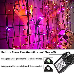 Brizled Purple & Orange Halloween Lights, 95.14ft 240 LED Halloween String Lights Connectable with Timer, 8 Modes Outdoor Halloween Lights, Plugin Mini Lights Waterproof for Outside Spooky Decoration