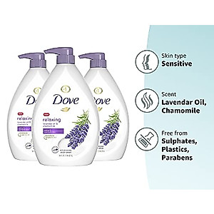 Dove Relaxing Body Wash Pump Calms & Comforts Skin Lavender Oil and Chamomile Effectively Washes Away Bacteria While Nourishing Your Skin 34 oz 3 Count