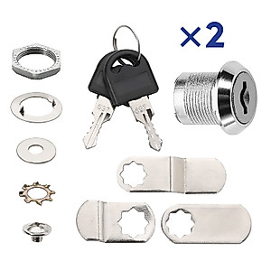 KNOKLOCK 2 Pack 5/8 Inch Cabinet Locks with Keys Cabinet Cam Lock Set Mailbox Locks Replacement Chrome Finish Zinc Alloy Desk Drawer Lock RV Storage Locks