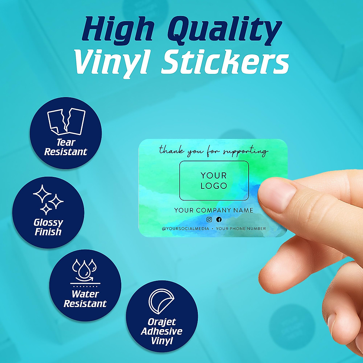 100 Rectangle Square Custom Vinyl Stickers - Label Stickers for Small Business Logo - Personalized Logo Labels for Handmade, Packaging, Bottle, Jars, Candle, Brand Stickers (Apple Green, 3x2)