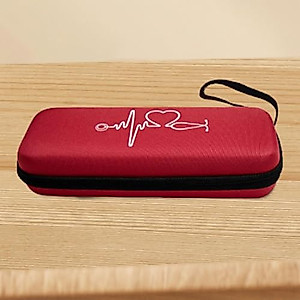 SiaBiced Stethoscope Case, Storage Bag Portable Accessories EVA Bag Travel Case, Lightweight, Stethoscope Carrying Bag Organizer, Red