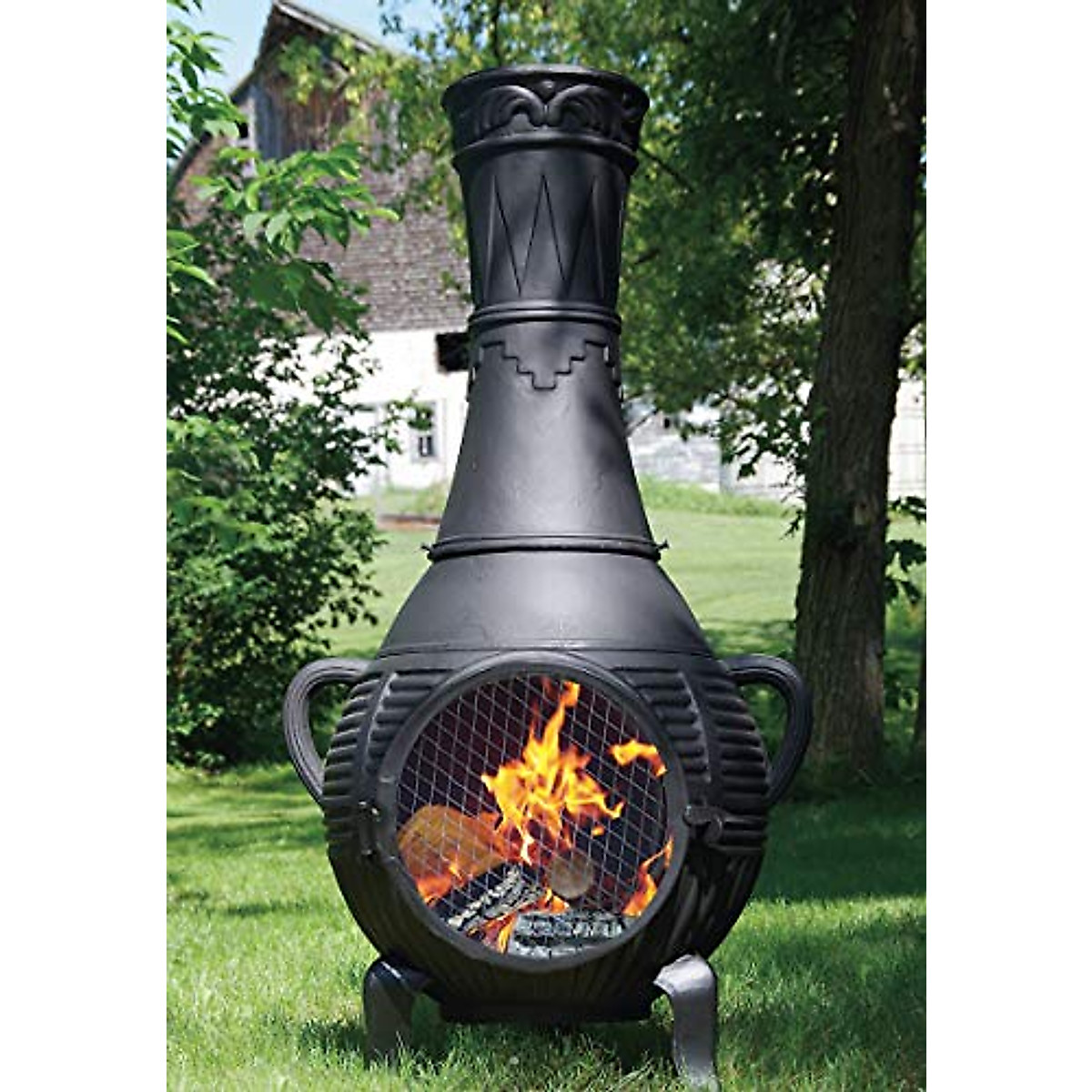 The Blue Rooster Pine Aluminum Chiminea in Charcoal